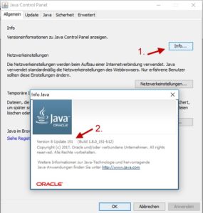 Installierte Java Version ermitteln und anzeigen