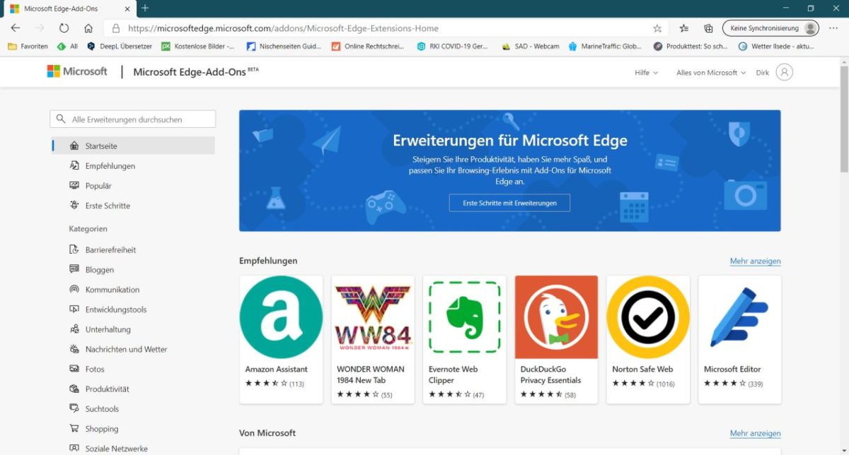 Hinzufügen und Entfernen von Erweiterungen in Microsoft Edge Chromium