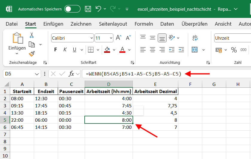 Excel Zeitraum Berechnen
